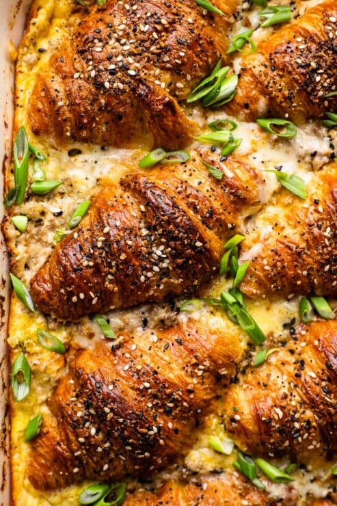 Croissant Breakfast Casserole (+ Make Ahead Option) | So Much Food